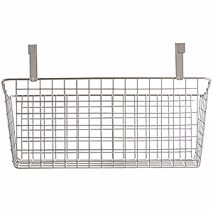 Nicunom 2 Pack Larger Grid Storage Baskets with Hooks, 15.4 inch Over Cabinet Door Organizer, Champagne Wire Basket Hanging Organizer Steel Wire Sink Organization for Kitchen & Bathroom