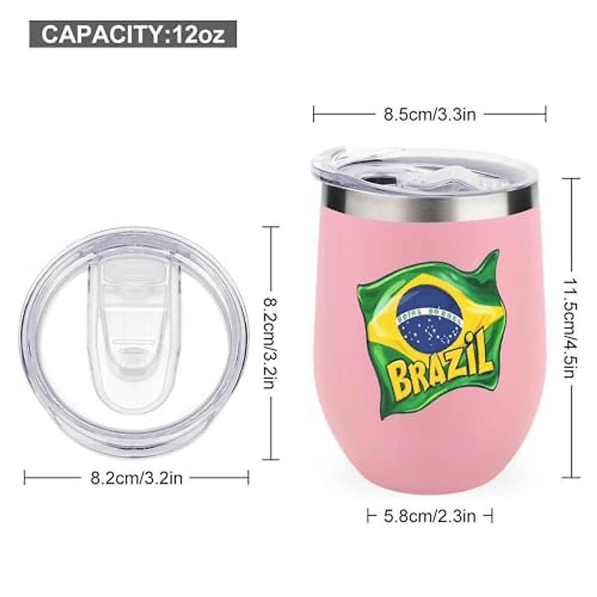 Brazil Flag Insulated Tumbler with Lid Stainless Steel Coffee Mug Cute Wine Tea Water Cup Pink-style