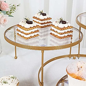 TABLECLOTHSFACTORY 23" 3-Tier Gold Metal Cupcake Stand with Clear Round Acrylic Plates, Dessert Cake Display Holder