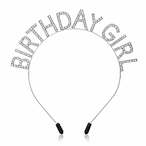 WLLHYF Birthday Crowns Girl Headband Birthday Sash Bling Rhinestone Hair Band Princess Tiara Sweet Happy Birthday Accessories for Women Girls Party Valentine's Day Festival Decorations