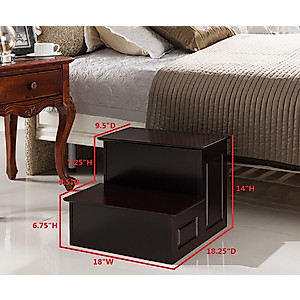 Kings Brand Furniture - Danial Large Step Stool for Adults and Kids for Bedroom, Kitchen Bathroom, Bed Steps for High Beds, Cherry