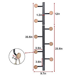 Jakyitvi Detachable Coat Rack Wall Mounted with 9 Hooks, Vertical or Horizontal Coat Hooks, DIY 1/2/3-Section Hat Rack, Metal and Wooden Hooks for Hanging, for Bathroom Entryway Bedroom