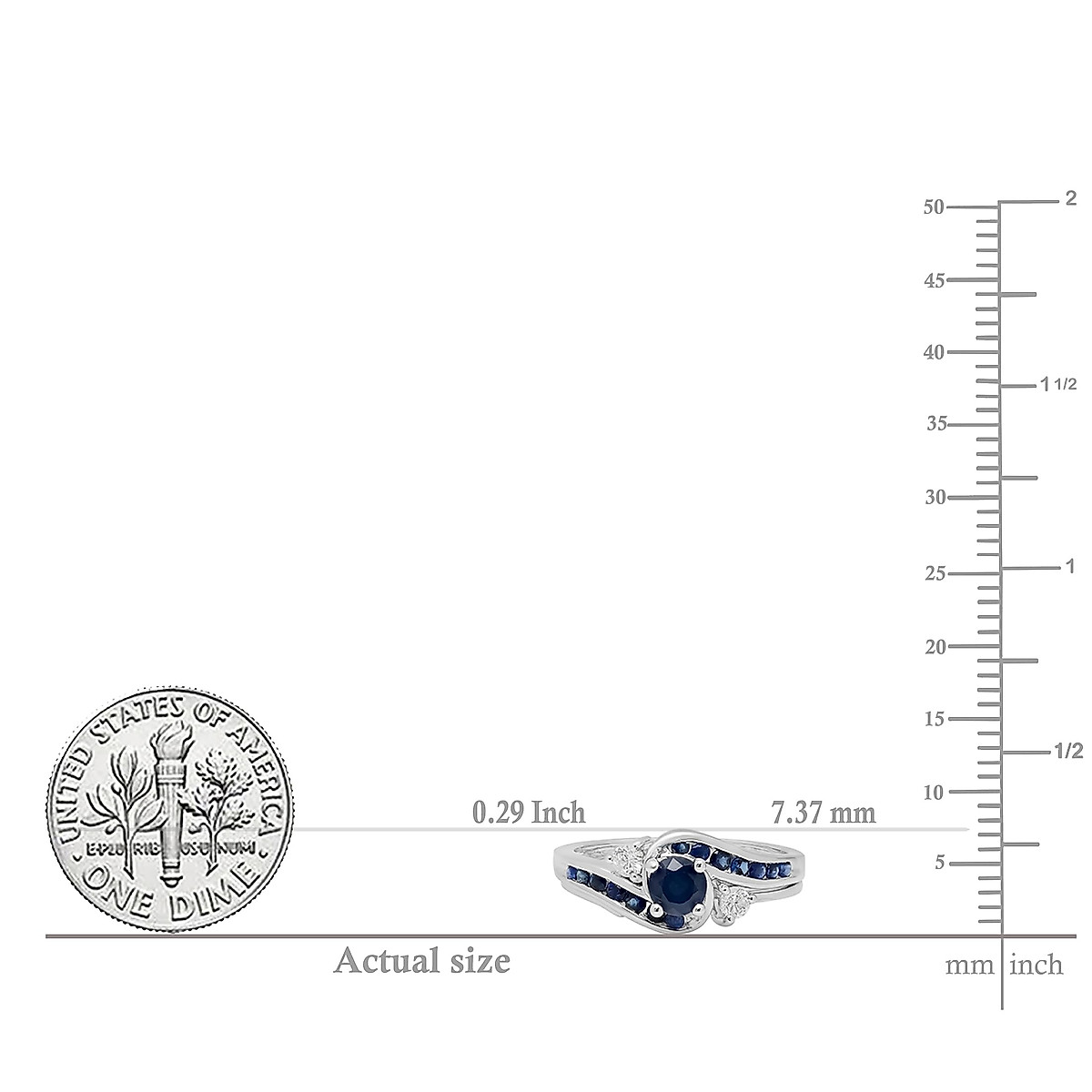 Dazzlingrock Collection 10K Round Blue Sapphire And White Diamond Swirl Bridal Engagement Ring Set, White Gold, Size 8.5