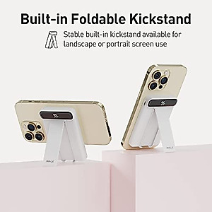 iWALK MAG-X Magnetic Wireless Power Bank with Stand, 5000mAh Portable Charger with USB-C Port & LED Display, Ergonomic Grip Design Battery Pack Compatible with iPhone 14/13/12 Series,White