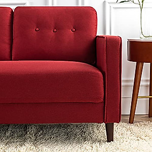 ZINUS Mikhail Sofa Couch / Ruby Red / Button Tufted Cushions / Easy, Tool-Free Assembly