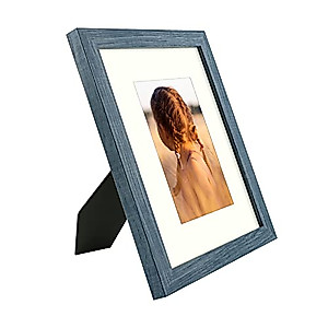 Golden State Art, 8x10 Picture Frame with Mat for 5x7 Photo - High Definition Glass Wall Mounting or Tabletop Display (Blue, 1 Pack)