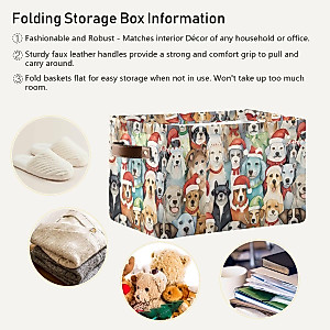 Storage Basket Christmas Dog Large Collapsible Storage Baskets Bins with Handles Cube Laundry Organizer for Nursery Home Office Pantry