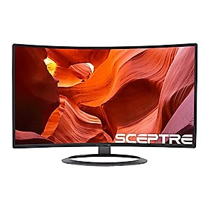Sceptre 27" Curved 75Hz LED Monitor Full HD 1080P HDMI DisplayPort VGA Speakers, Ultra Thin Brushed Metal, 1800R Immersive Curvature (C275W-1920R)