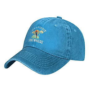 Philysonic Blue Baseball Hat for Men & Women, 5 O'clock Somewhere, Adjustable, Graphic, Unisex