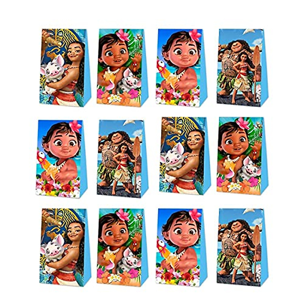 OU GUAN Moana Party Gift Bags Candy Bags Moana Party Supplies Moana Birthday Party Decoration (Pack of 12)