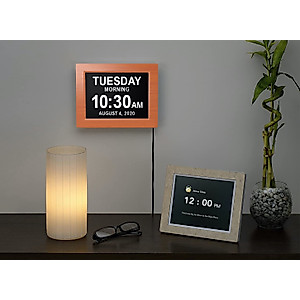 【New 2024】American Lifetime Dementia Clock Large Digital Clock for Seniors, Digital Clock Large Display with custom Alarms Clock with Day & Date for Elderly Large Number Digital Clock Brown Wood Color
