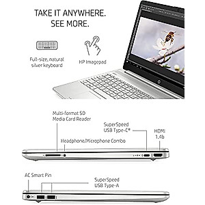 Newest HP 15 Laptop, Intel Core i3-1125G4 Quad-core Processor (Beats i7-1065G7), Intel UHD Graphics, 15.6" Anti-glare Display, Online Conference Ready, Fast Charge, Windows 11(16GB RAM | 1TB SSD)