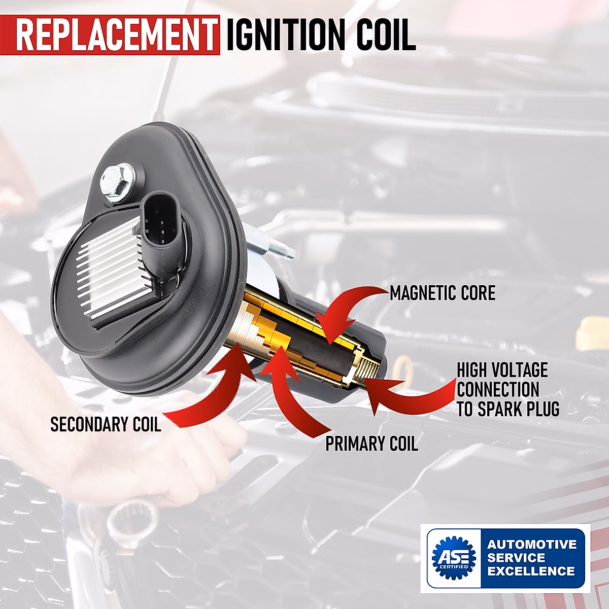 Ignition Coil Pack - Replaces 12568062, 19300921 - Compatible with Chevrolet, Buick, GMC & Other GM Vehicles - Trailblazer, Envoy 2002, 2003, 2004, 2005 - Colorado 2004-2006