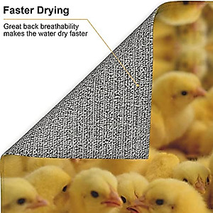 little Chickens Printed Drying Mat For Kitchen Ultra Absorbent Microfiber Dishes Drainer Mats Non-Slip Silicone Quick Dry Pad - 18 X 16inch