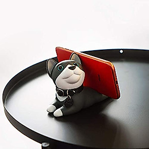 QOGRISUN Cute Cell Phone Stand for Desk, Dog Phone Holder, Animal Desk Accessories, Angle Adjustable, Mount for iPhone Smartphones and Tablets, Husky