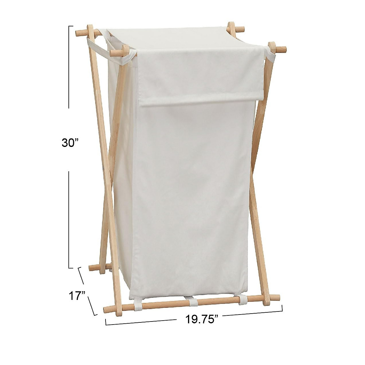 Household Essentials White Househod Essentials Laundry Hamper with Wood X Frame Large