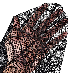 Pangda Halloween Cobweb Fireplace Scarf Mantle Scarf Spider Web Decorations Black Mantle Scarves Cover Lace Runner for Halloween Christmas Party Door Window Decoration, 18 x 96 inch