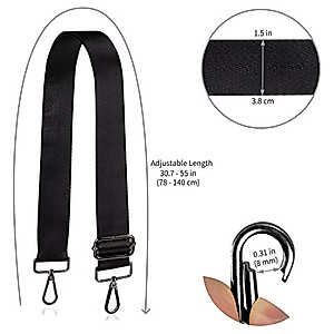 Allzedream Wide Purse Strap Replacement Crossbody Shoulder Bag Adjustable (Black)