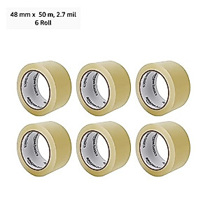 Amazon Basics Packaging Tape, 1.9 in x 54.7 yards, 2.7mil Thickness (6-Roll), Clear