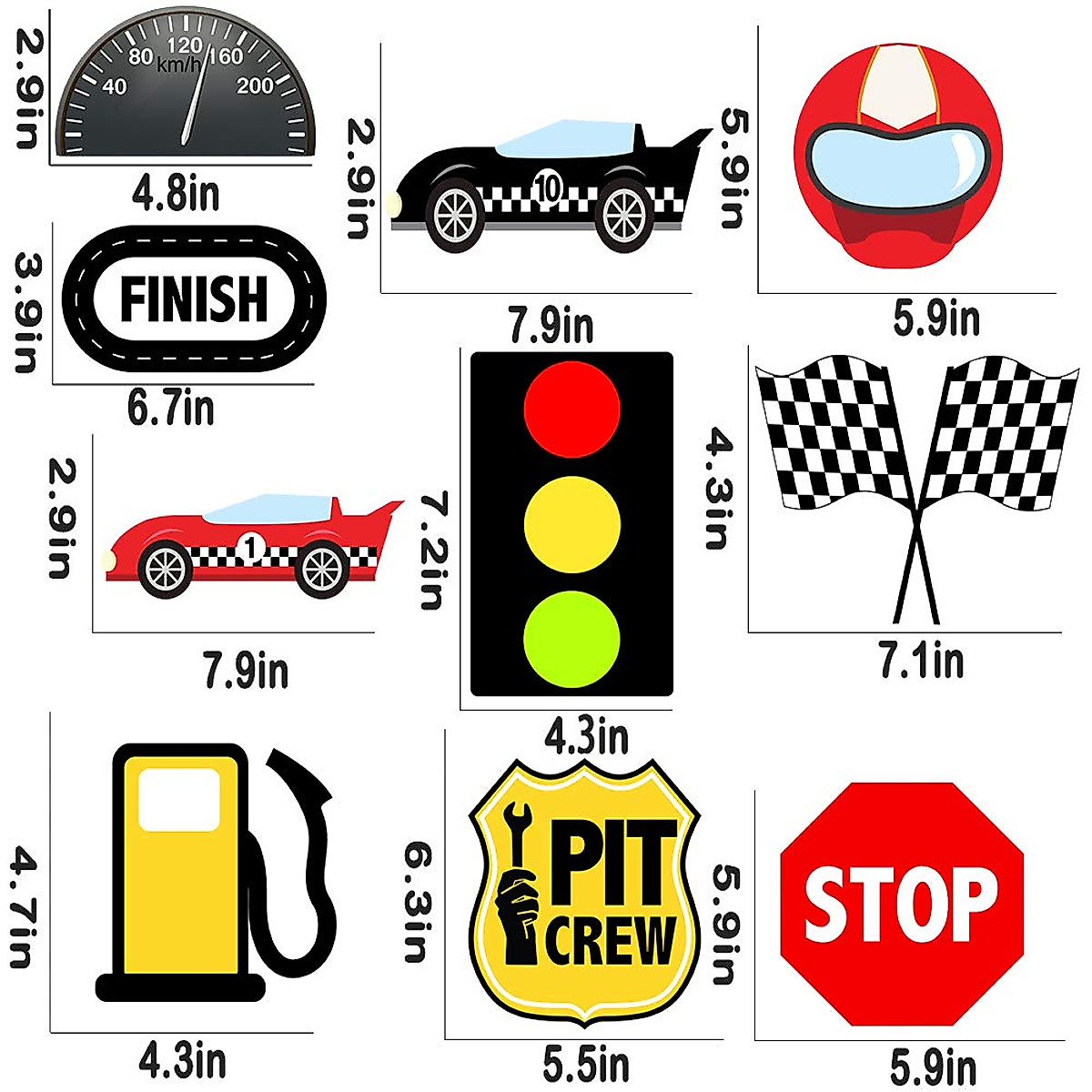 48 Pcs Race Car Party Decorations - Race Car Birthday Party Favors Race Car Party Supplies Race Car Party Hanging Swirls Decorations