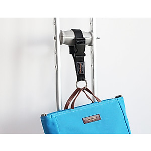 PACMAXI Round Strong Handy Hooks Clips Organizer Hanger for Walker, Rollator, Crutches, Wheelchair, Shopping Cart, 2 Pack (Black)