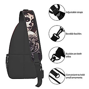 Skull Sling Bag Crossbody Backpack Chest Hiking Daypack Casual Shoulder Bags for Women Men Outdoor Traveling