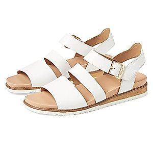 Dr. Scholl's Shoes Women's Island Glow Flat Sandal, White Smooth, 8.5
