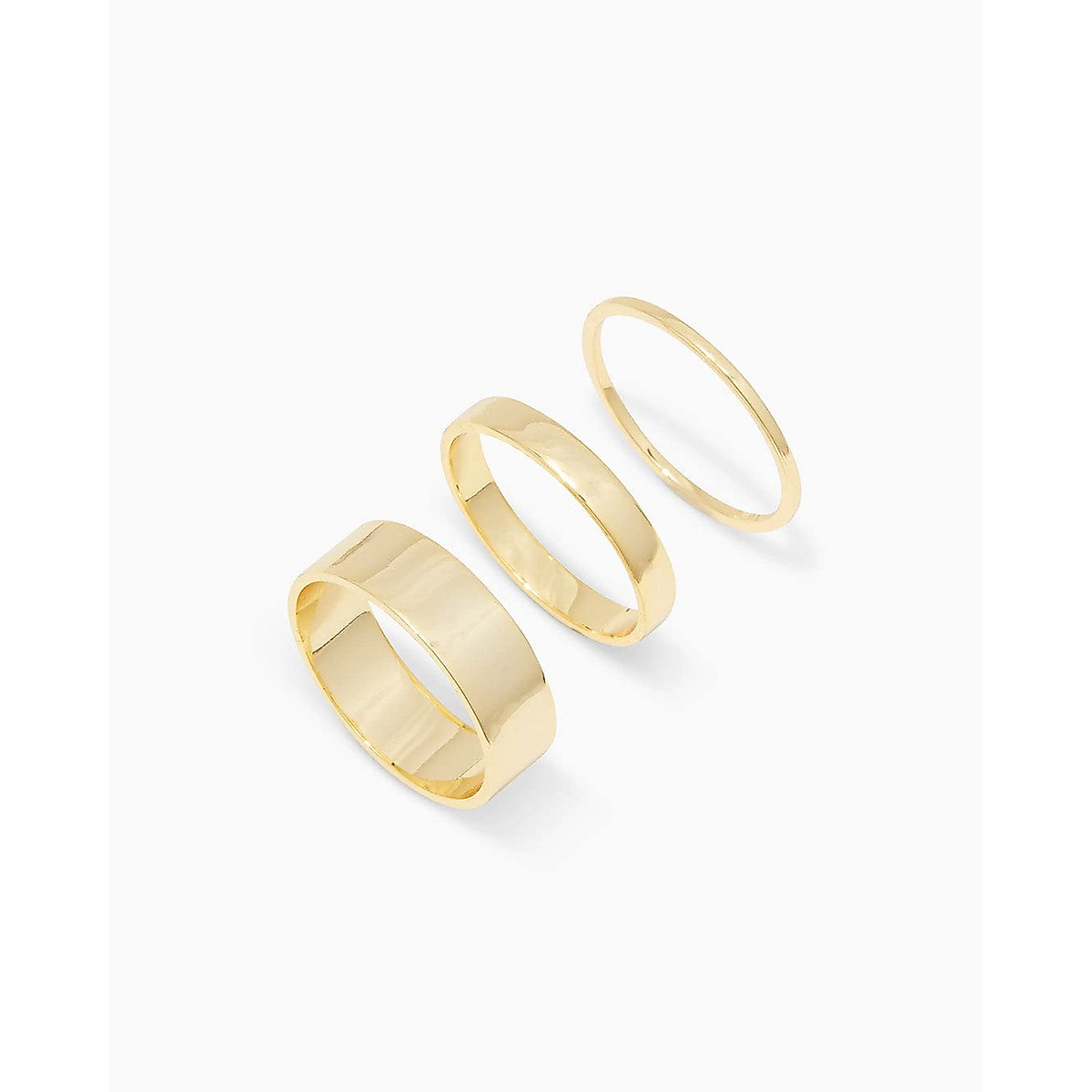 gorjana Women's Rose Ring Set, 18k Gold Plated, Set of 3 Flat High Shine Bands, Size 7