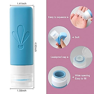 Wonsea 4 pack Travel Bottles for Toiletries TSA Approved Leak Proof containers BPA Free Travel conditioner Silicone Travel size bottles shampoo container 3oz Travel bottle with bag (Purple and Pink)