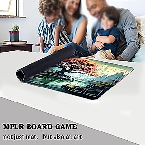 Board Game Pad MTG Playmat + Free Waterproof Bag, TCG Solitaire Table Game Pad Size 24 x 14 inche Mouse Mat Compatible with MTG TCG (Pink Tree - 2)