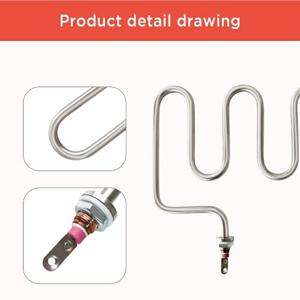 LIANQIAN Replacement Heat Element for Commercial Steam Table Immersion Element Stainless Steel for Food Warmer