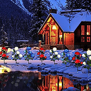 HELESIN Solar Garden Decorative Lights Outdoor, 10 Roses Solar Flowers Lights Outdoor Garden Waterproof 2 Pack, Unique Solar Decorative Lights for Yard Patio Pathway Courtyard Garden Lawn, (Blue)