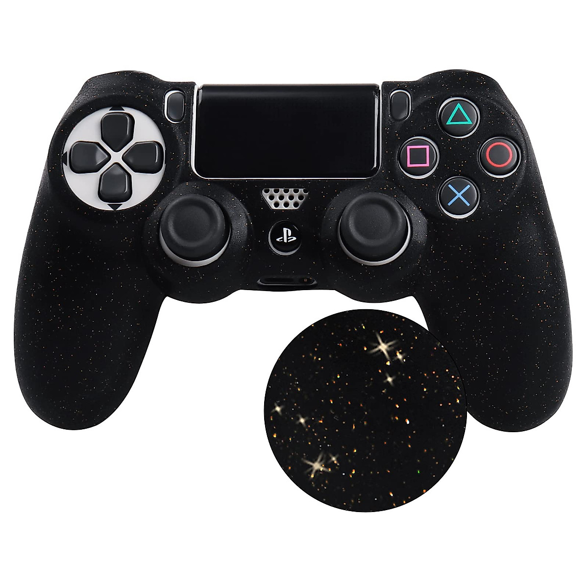 ROTOMOON Glitter Silicone Controller Skins for PS4 with 8 Thumb Grips, Sweat-Proof Anti-Slip Controller Cover Skin Protector Compatible with Playstation 4 Slim/Pro Controller…