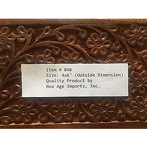 New Age Imports, Inc. Gift Ideas~ Floral Carved Handmade Wooden Box 4 inches by 6 inches~Ideal for Storing Jewelry, Coins, Tartot Cards, Small Treasures, URN Box & etc (Floral Carved 4"x6")