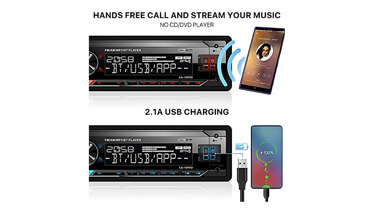 Single Din Bluetooth Car Stereo: Mechless Multimedia Digital Car Audio ...