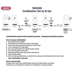 ABUS 190CS/60 High Security Solid Steel Combination Padlock, Closed Shackle