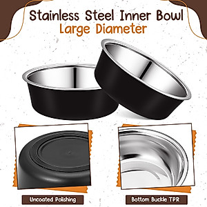 SiliFine 2 Sets Stainless Steel Dog Bowls Set with Stand Elevated Raised Dog Food Water Dish Adjustable Dog Bowl Holder Heavy Duty for Small and Medium Dogs Cats Pet, Black