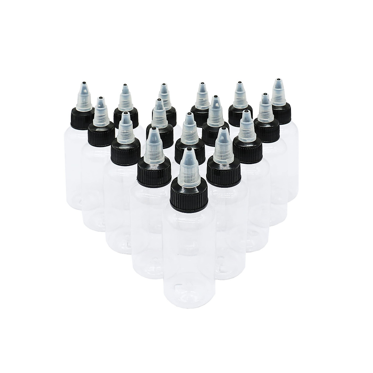 HuoHuo 16Pcs 2 oz Bottles,PET Plastic Extruded Liquid Bottle,Hard Plastic Extruded Liquid Bottle,dropper,dispensing bottle,Laboratory wash Bottle,Watercolor Pigment Bottle, Ink Discharge Bottle(60ml)