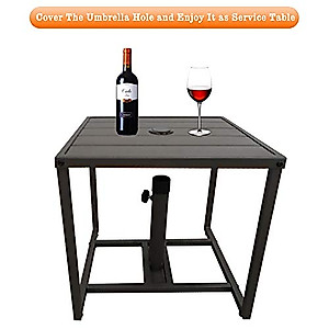 Patio Umbrella Table Stands with Umbrella Hole,with 4 Sand Bags Outdoor Umbrella Bases Small Square Table for Bistro,Balcony, Backyard, Patio, Garden, Deck and Pool Occasions