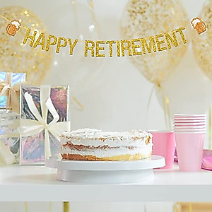 Happy Retirement Banner, Gold Gliter Retirement Theme Party Decorations, I'm Retired | Farewell Party, Finally Retiring Party Banner Decors Supplies