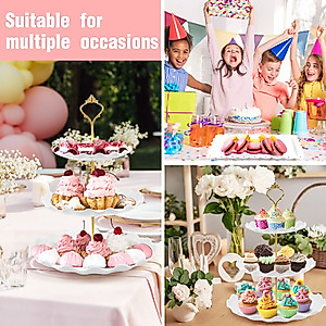 6 Pieces Cupcake Stand Set Cake Stands for Dessert Table Display Cup Cake Tier Stand Set with 3 Piece 3-Tier Cupcake Holder and 3 Pieces Appetizer Trays for Wedding Baby Shower Birthday Tea Party