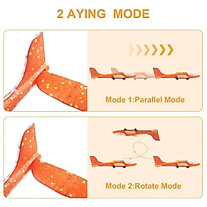 Gelaer 3 Pack Airplane Launcher Toy, 12.6" Foam Airplane Led Plane, 2 Flight Mode Catapult Plane Toys, DIY Sticker, Outdoor Flying Toys Birthday Gifts for Kids Boys Girls 4 5 6 7 8 9 10 11 12 Year Old