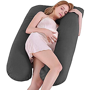 COSMOPLUS Pregnancy Pillow Cover U Shaped Full Body Pillow Case Cover for Maternity,Stretchy Cool Breathable Jersey Fabric, Provides Sleep and Pregnancy Support,Heather Grey