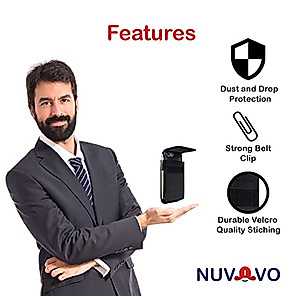 NUVAVO Cell Phone Holster Cell Phone Pouch for iPhone 14, 14 Pro, iPhone 13, 13 Pro, iPhone 12, 12 Pro, iPhone 11, XR, XS with Belt Clip Phone Belt Holder Pouch (Fits Phone with Otterbox Case on)