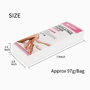 BlueZOO Wax Strips 100Pack Professional Salon Non-Woven Waxing Strip Skin-friendly Depilatory Paper for Facial and Body Hair Removal Women Men Home & Travel Porable, 7.9 x 2.8 Inches