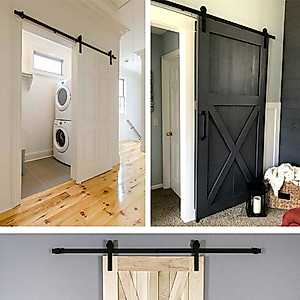 WOHLLEBEN 6 Feet Heavy Duty Sliding Barn Door Hardware Kit Easy to Install, Smoothly and Quietly, Sliding Doors Hardware Track Kit Suitable for Bedroom and Barn Storage(Classic, 72.04 inch)