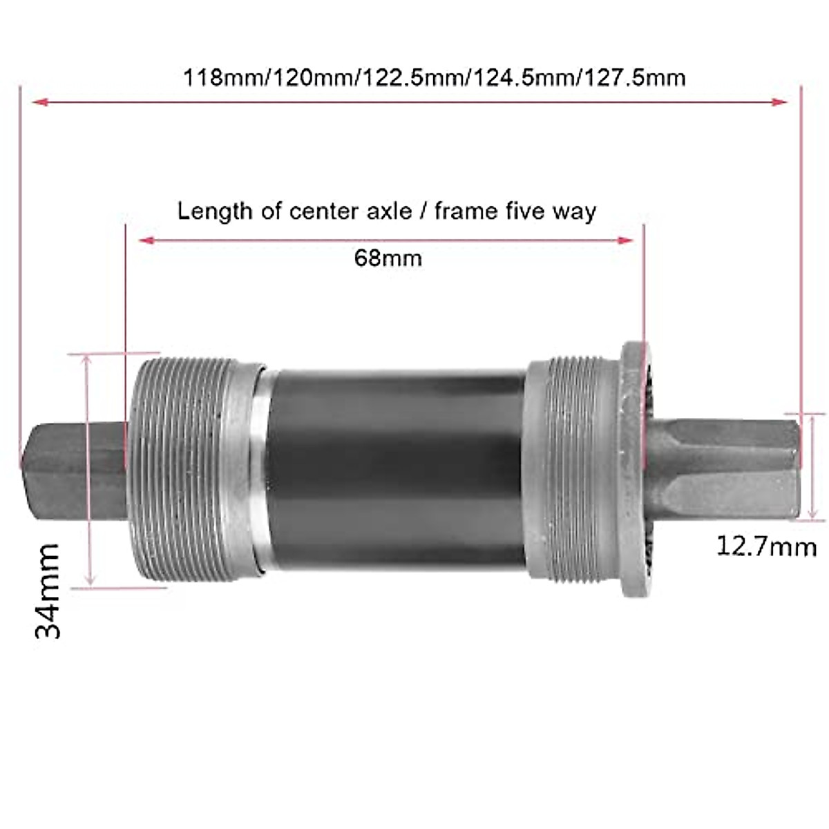 VGEBY1 Bike Bottom Bracket Square Hole Crank Axis, Middle Mountain Bike Center Shaft for Square Tapered Spindle Crank(68X122.5L) Bottom Bracket 68Mm Bottom Bracket