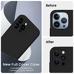 FireNova Designed for iPhone 13 Pro Max Case, Silicone [Camera Protection] Phone Case with [2 Screen Protectors], Soft Anti-Scratch Microfiber Lining Inside, 6.7 inch, Black