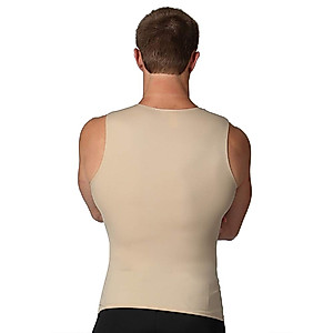 Insta Slim Mens Compression Sleeveless V Neck Muscle Shirt- Slimming Body Shaper Undershirt (Medium, Nude)