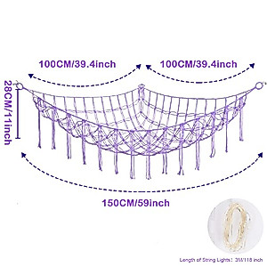 2 Pack Beinou Stuffed Animals Net Or Hammock Stuffed Animal Storage With Led Lights Hanging Plush Toy Hammock Corner Toy Storage For Kids Playroom Nursery Decor